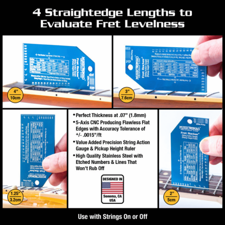 Fret Rocker⁺ (String Action Gauge and Pickup Height Ruler) for Guitar ...